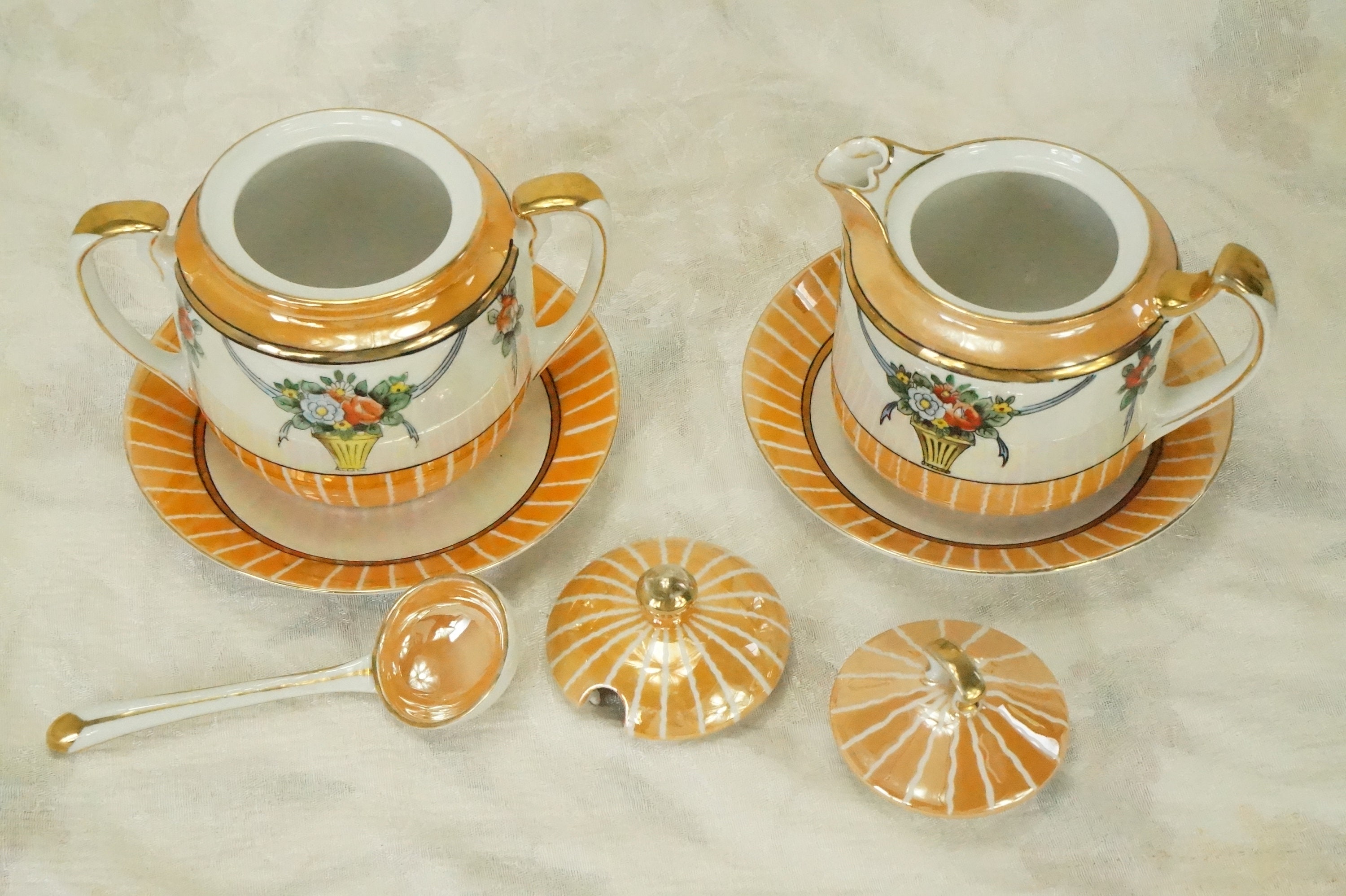Lusterware Sugar Creamer Set/japan/cherry Blossom Mark/floral ...