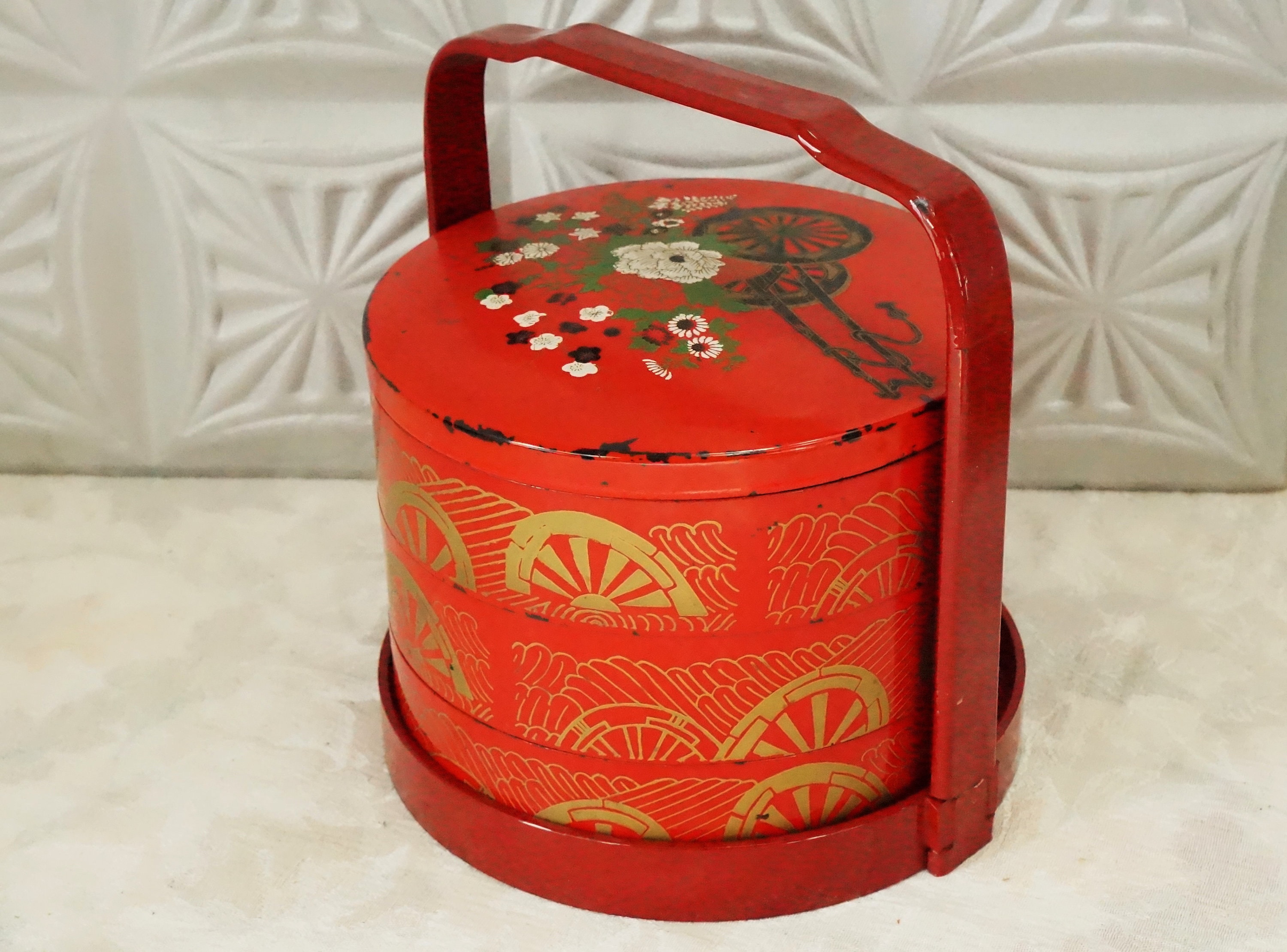 Vintage Stacking Boxes With Caddy/asian Stackable Round | Etsy