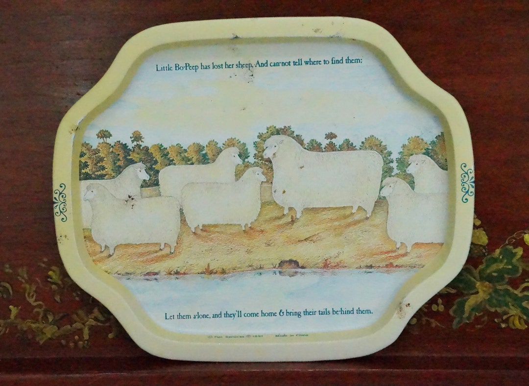 Decorative Sheep Tray/folk Art Sheep/metal Tray/little - Etsy