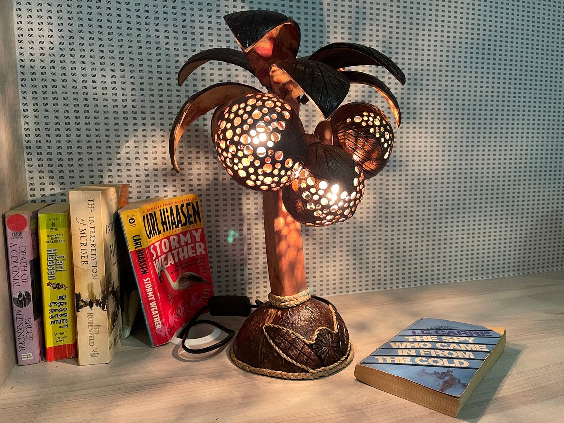 3 Balls Coconut Lamp Coconut Tree Shell Bedroom Lamp Tree | Etsy