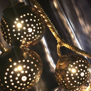 10 Balls Hanging Lamp Made of Coconut Shell Bedroom Lamp Light Coconut ...