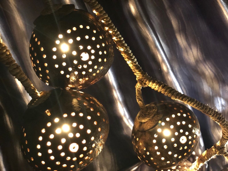10 Balls Hanging Lamp Made of Coconut Shell Bedroom Lamp Light Coconut ...