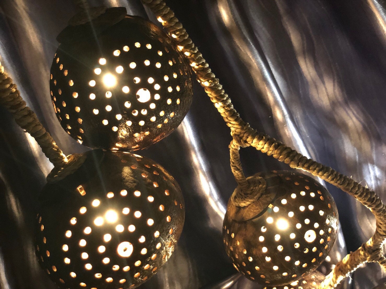 10 Balls Hanging Lamp Made of Coconut Shell Bedroom Lamp Light Coconut ...