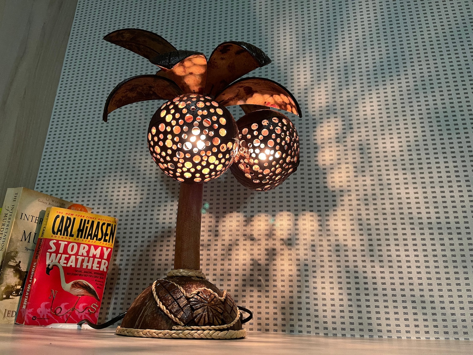 2 Balls Coconut Lamp Coconut Tree Shell Bedroom Lamp Tree Table Light ...