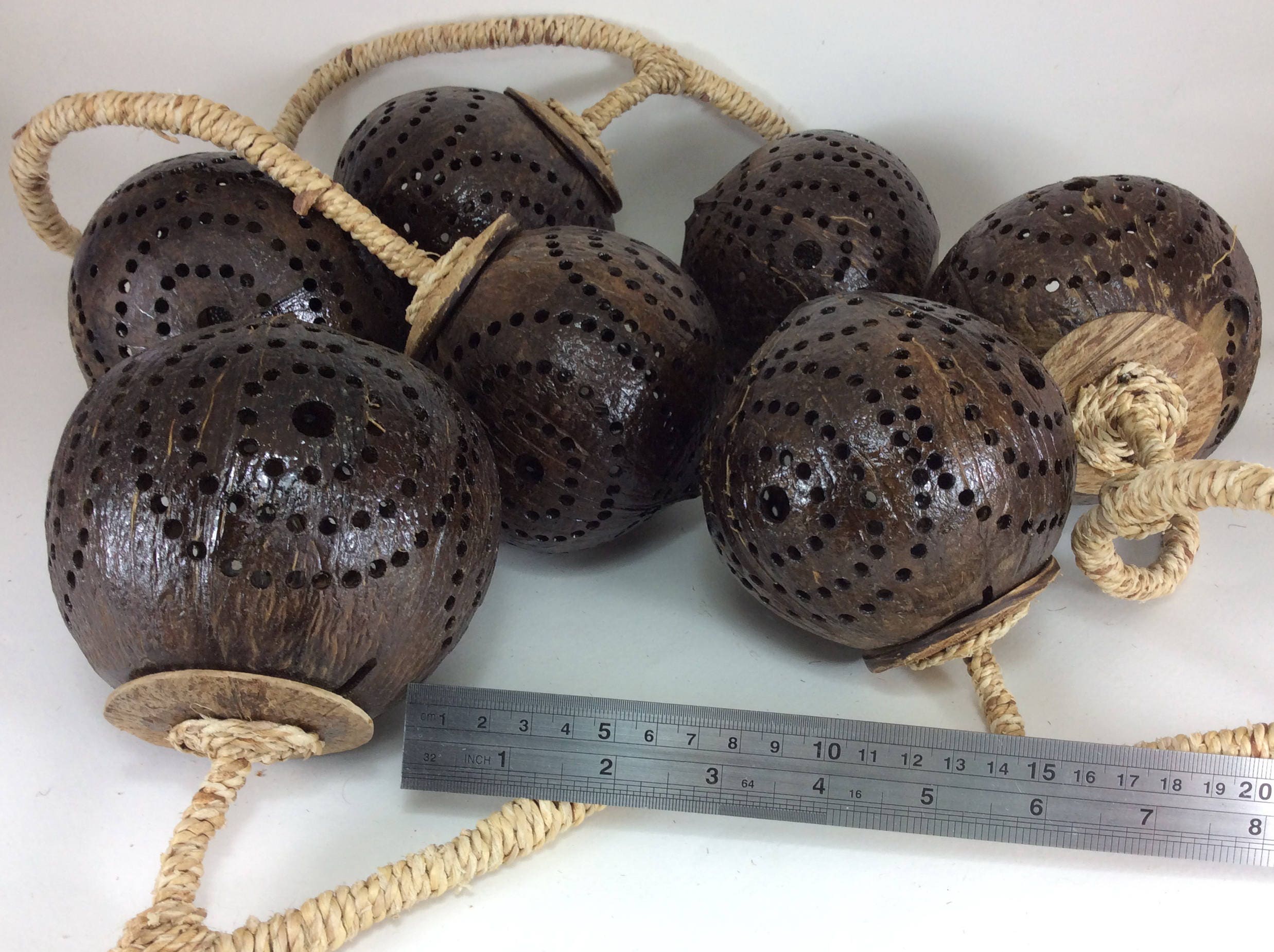 7 Balls Hanging Lamp Made of Coconut Shell Bedroom Lamp Light Coconut ...