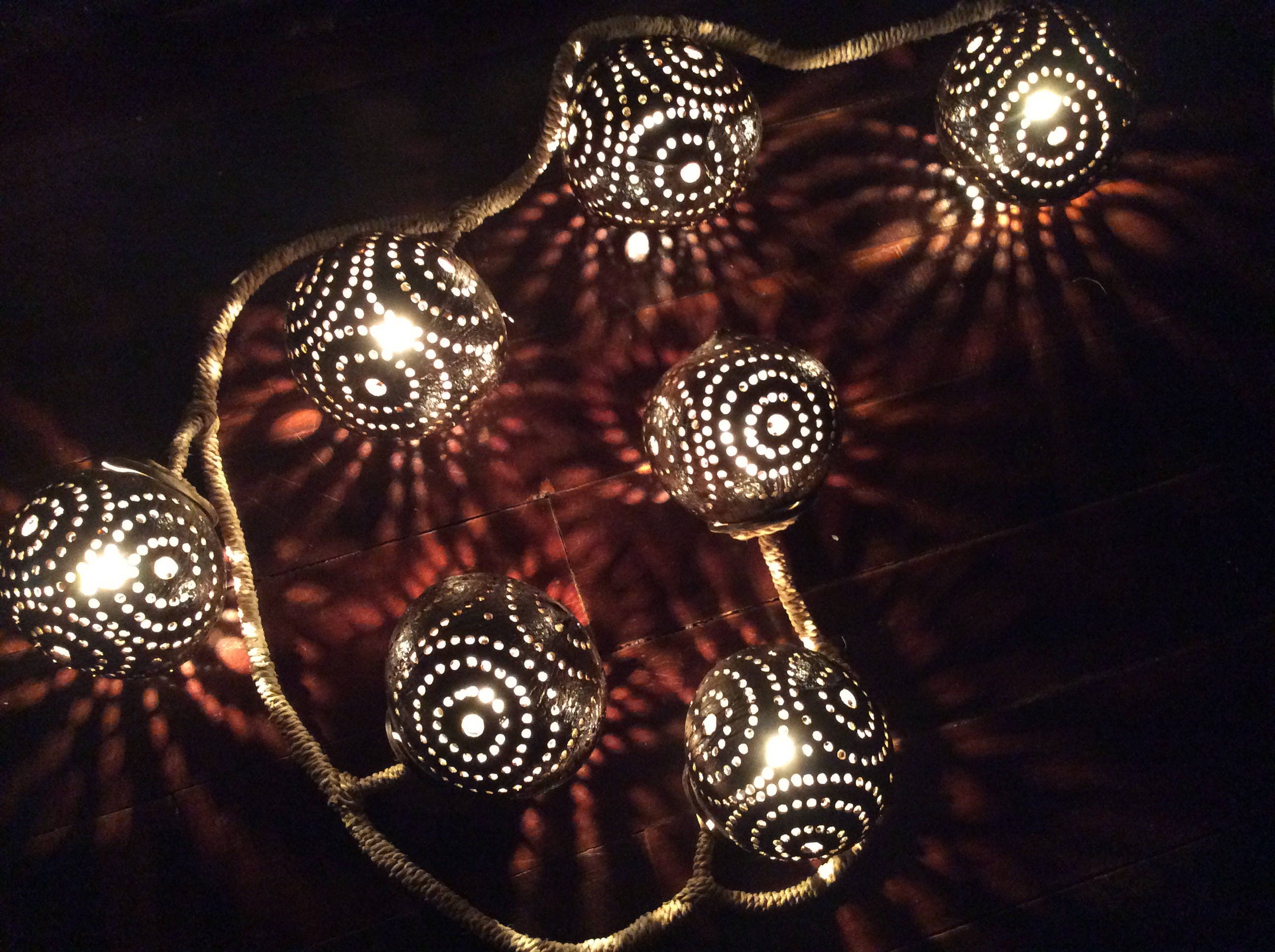 7 Balls Hanging Lamp Made of Coconut Shell Bedroom Lamp Light | Etsy