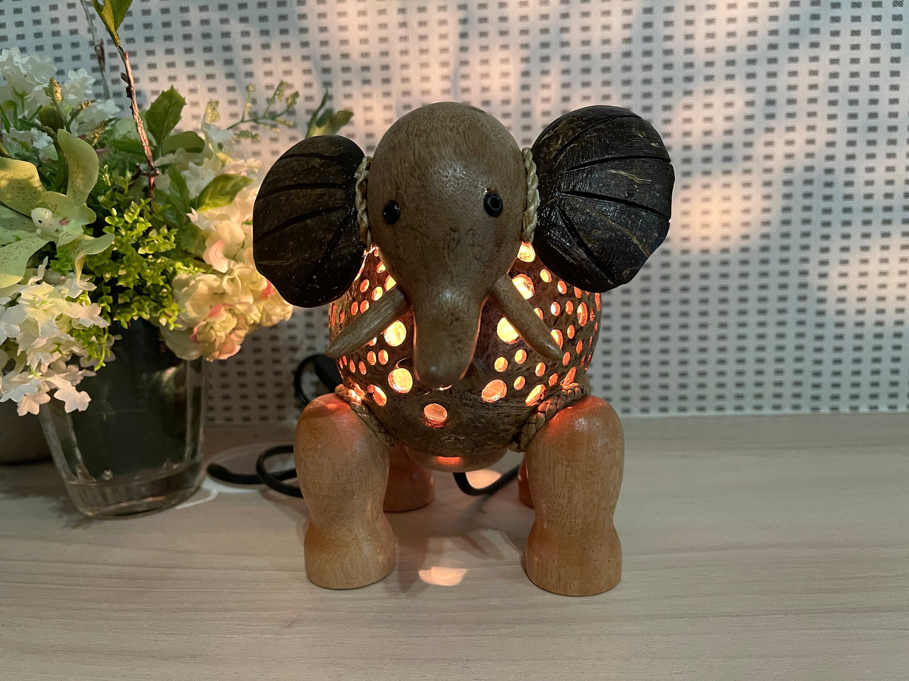 Elephant Animal Lamp Coconut Shell Bedroom Lamp Table Floor - Etsy