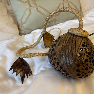 Hanging Ball Wooden Hanging Lamp Made of Coconut Shell Bedroom Lamp ...