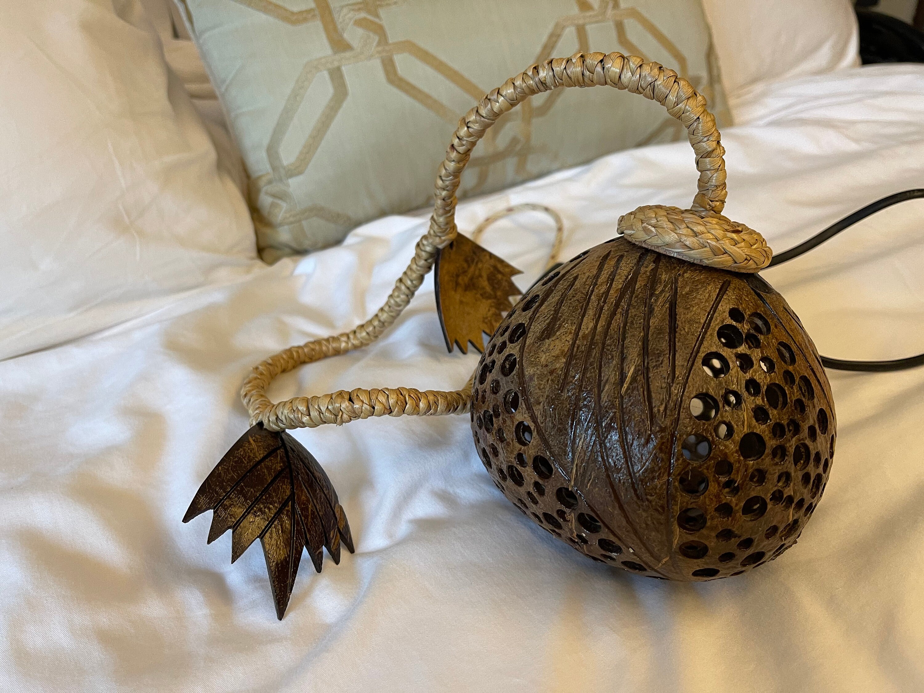 Hanging Ball Wooden Hanging Lamp Made of Coconut Shell Bedroom Lamp ...