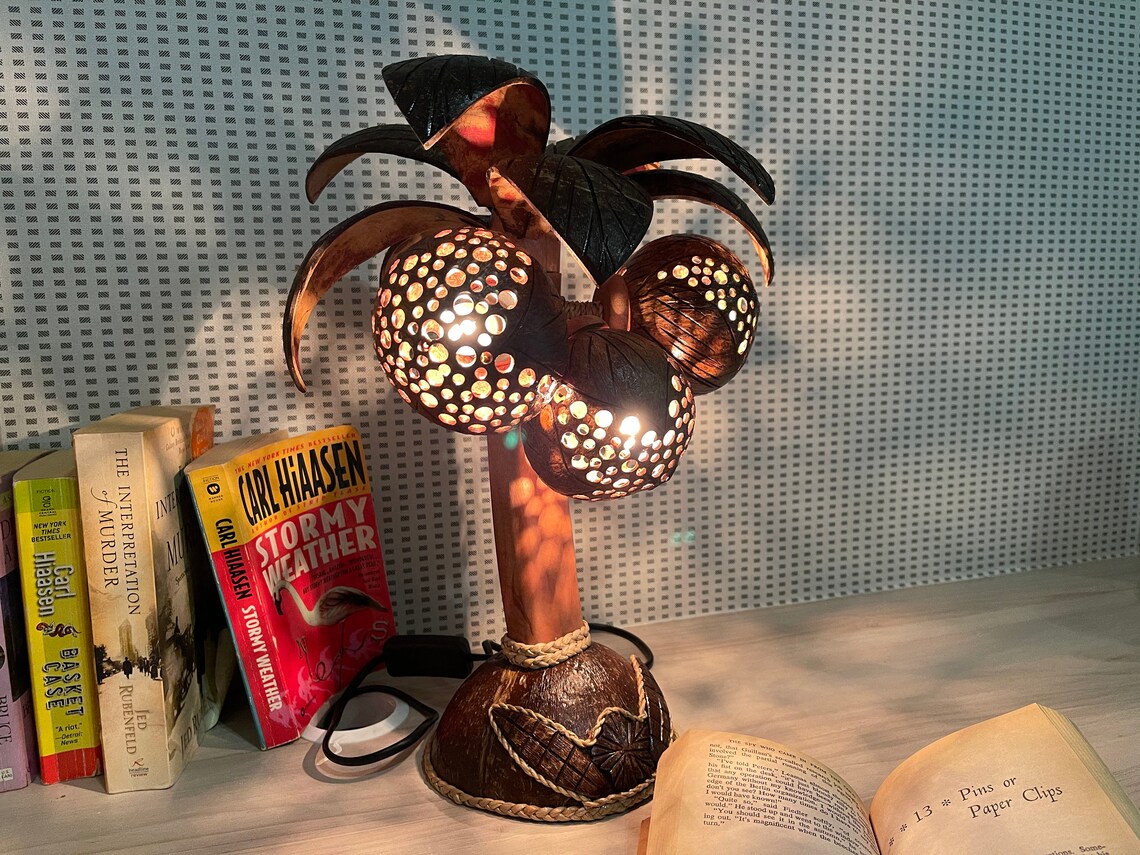 3 Balls Coconut Lamp Coconut Tree Shell Bedroom Lamp Tree | Etsy