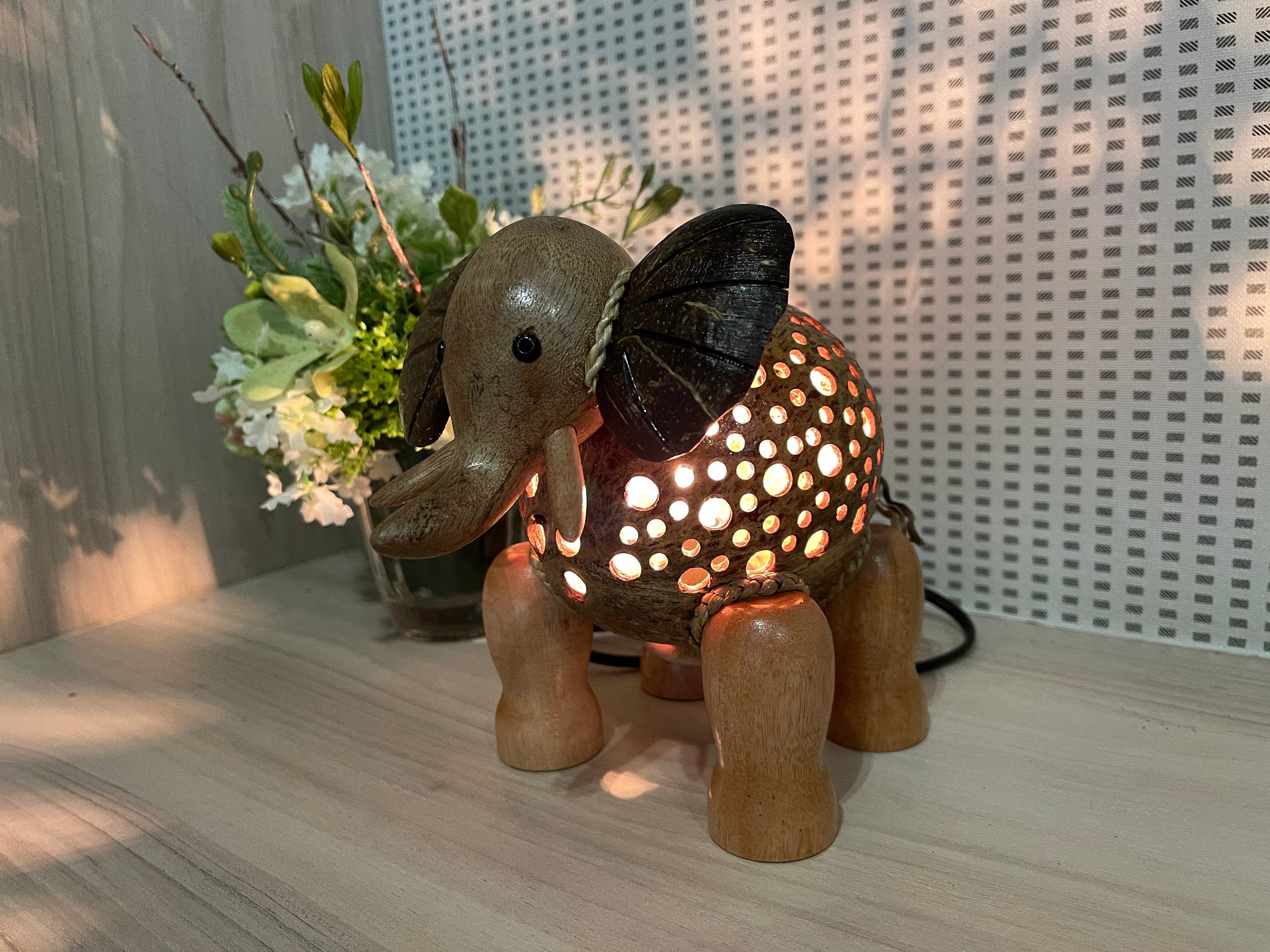 Elephant Animal Lamp Coconut Shell Bedroom Lamp Table Floor - Etsy