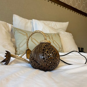 Hanging Ball Wooden Hanging Lamp Made of Coconut Shell Bedroom Lamp ...
