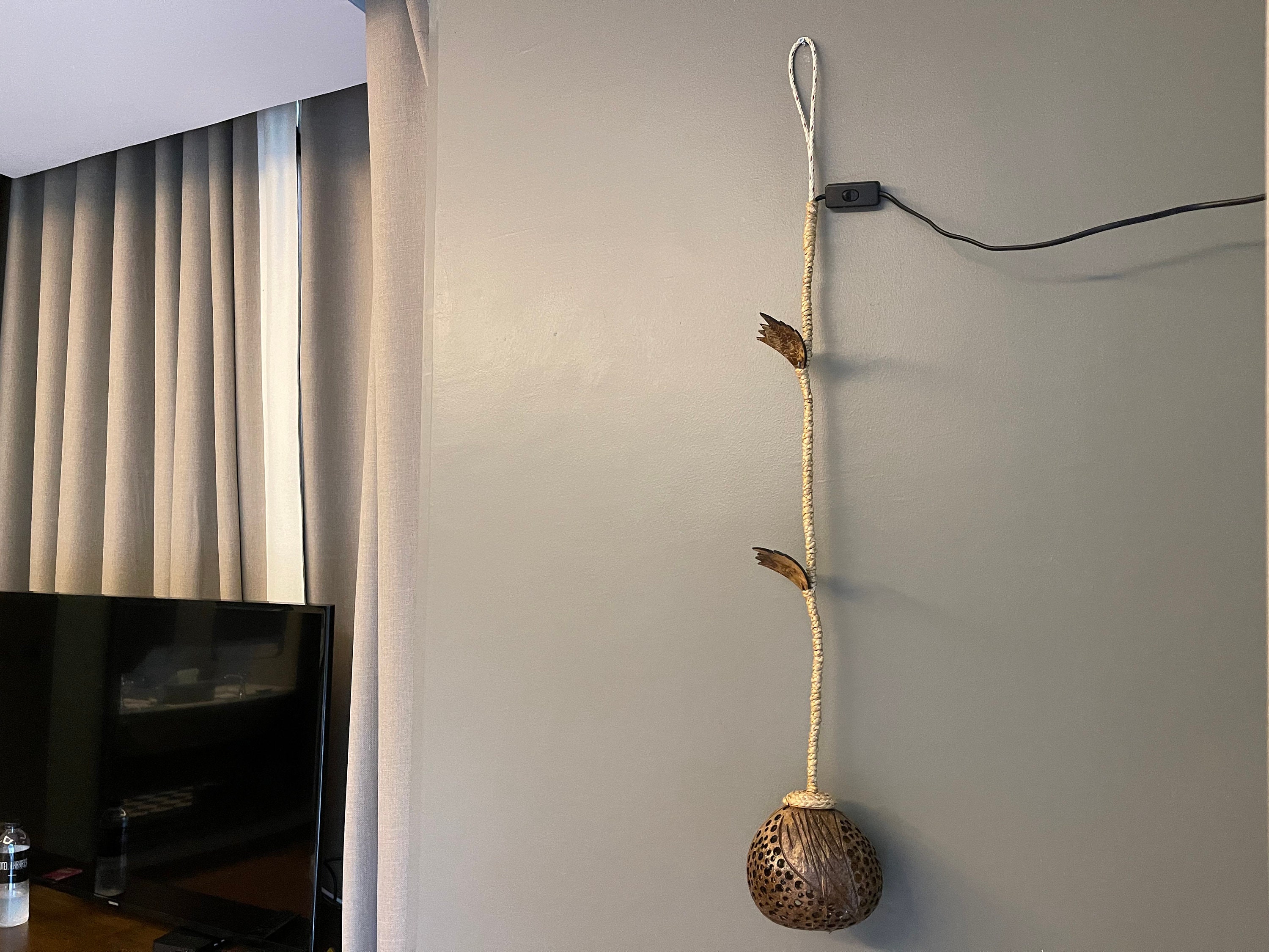 Hanging Ball Wooden Hanging Lamp Made of Coconut Shell Bedroom Lamp ...