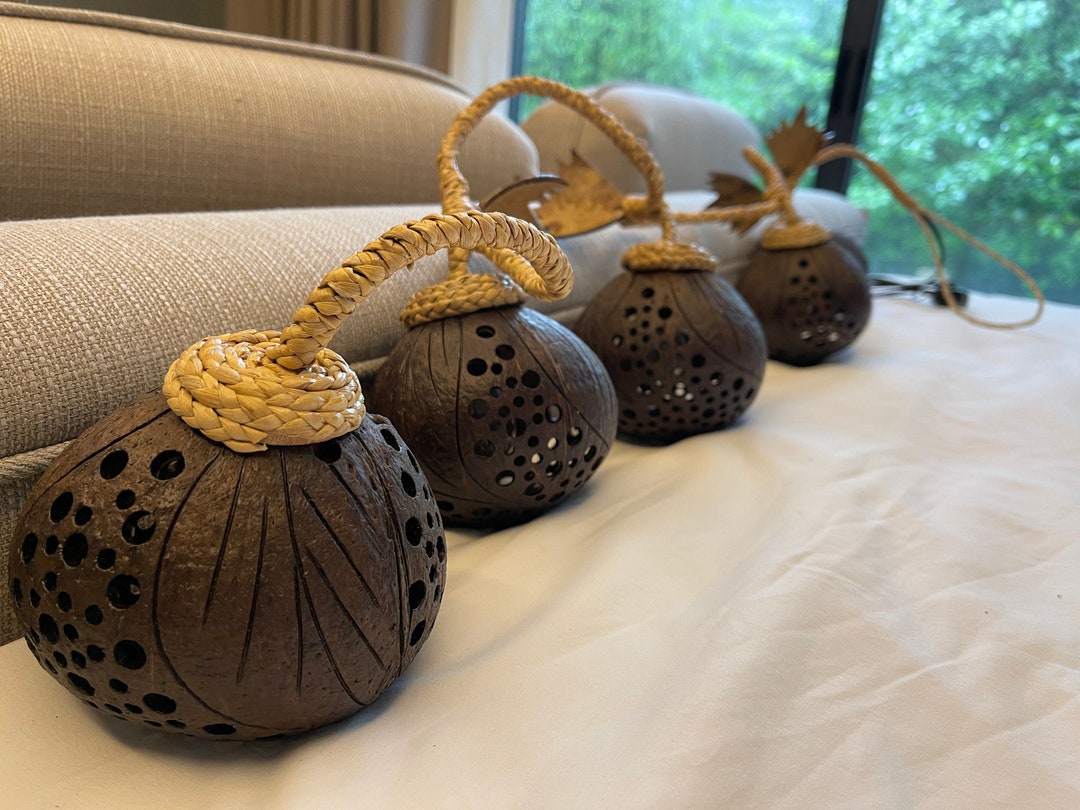 5 Balls Wooden Hanging Lamp Made of Coconut Shell Bedroom Lamp Light ...