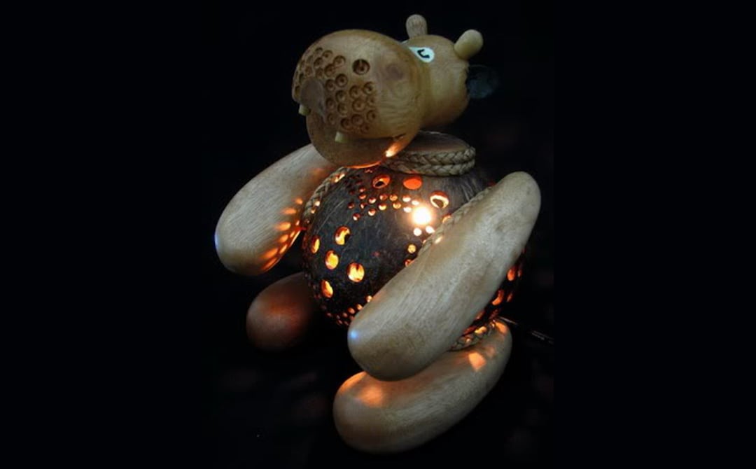Hippopotamus Hippo Animal Lamp Coconut Shell Bedroom Lamp Table Floor ...