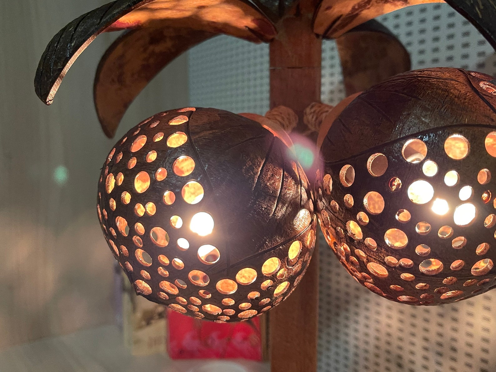2 Balls Coconut Lamp Coconut Tree Shell Bedroom Lamp Tree Table Light ...