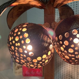 2 Balls Coconut Lamp Coconut Tree Shell Bedroom Lamp Tree Table Light ...
