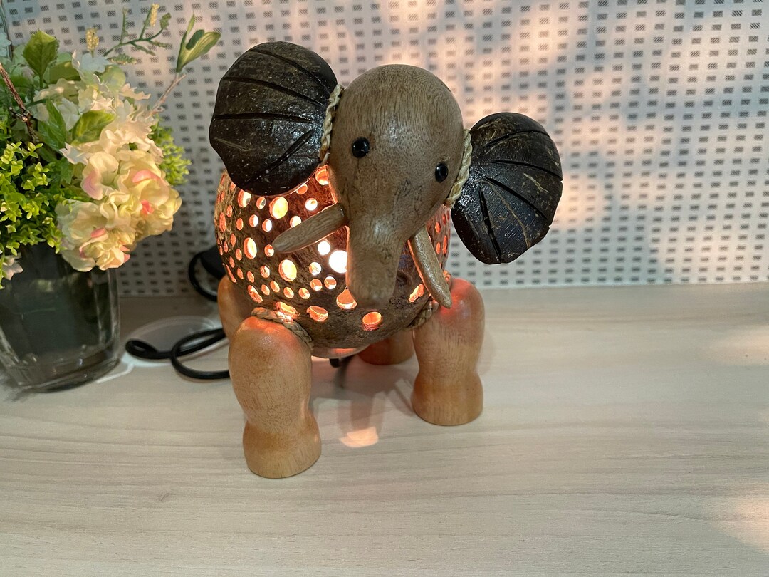 Elephant Animal Lamp Coconut Shell Bedroom Lamp Table Floor Light ...