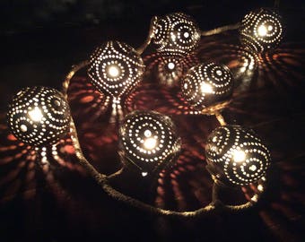 10 Balls Hanging Lamp Made of Coconut Shell Bedroom Lamp Light | Etsy