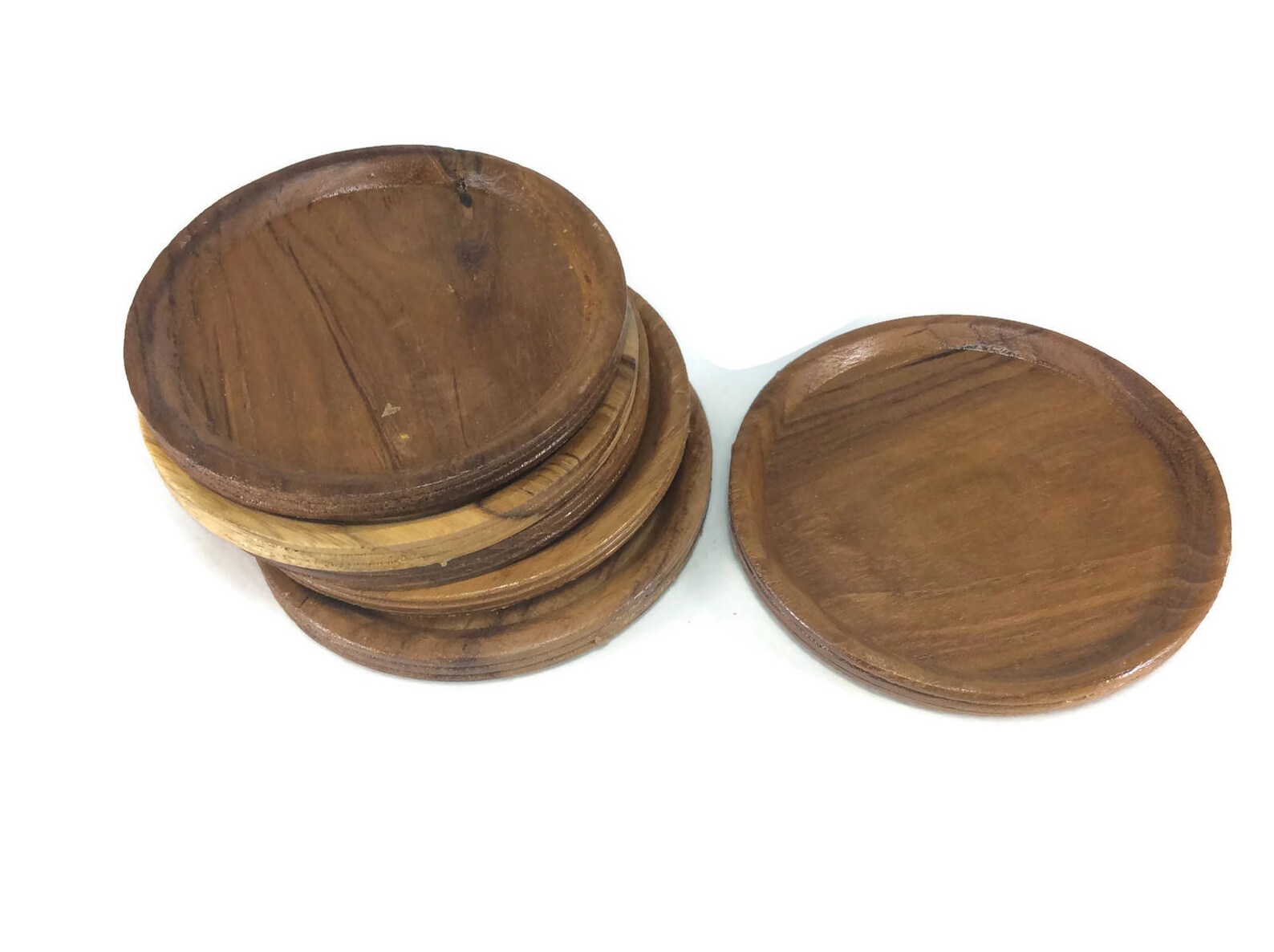 Coasters Wood Circle Saucers Drink Handmade Teak Wood Holders | Etsy