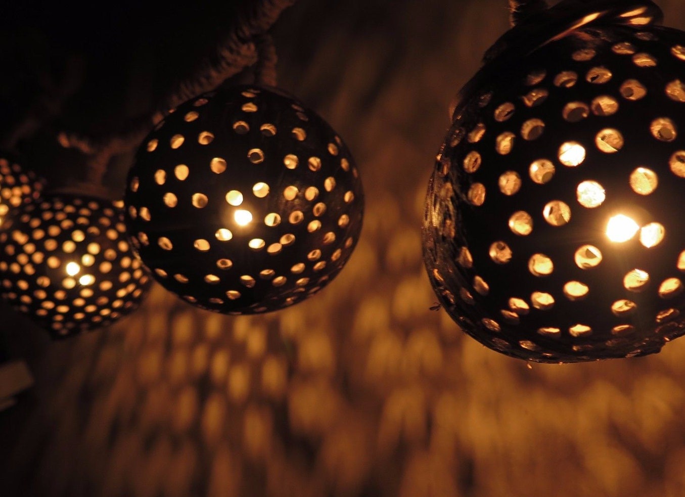 Wooden Hanging Lamp Made of Coconut Shell Bedroom Lamp Light Coconut ...
