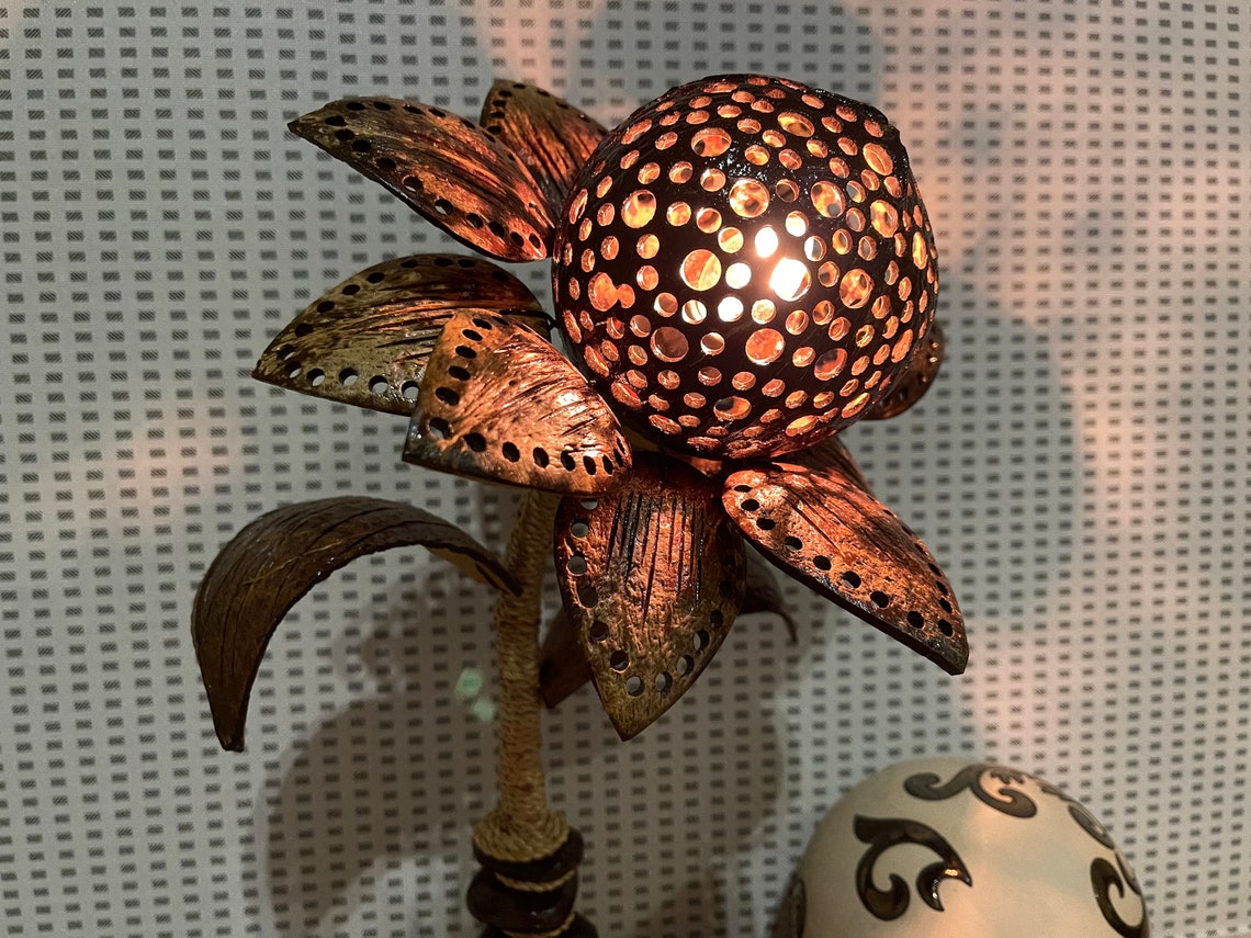 Sunflower Coconut Lamp Coconut Tree Shell Bedroom Lamp Tree | Etsy