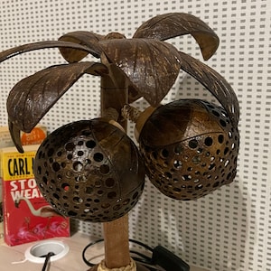 2 Balls Coconut Lamp Coconut Tree Shell Bedroom Lamp Tree Table Light ...