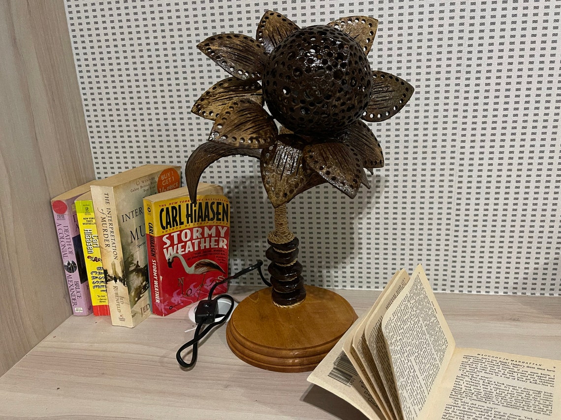 Sunflower Coconut Lamp Coconut Tree Shell Bedroom Lamp Tree | Etsy