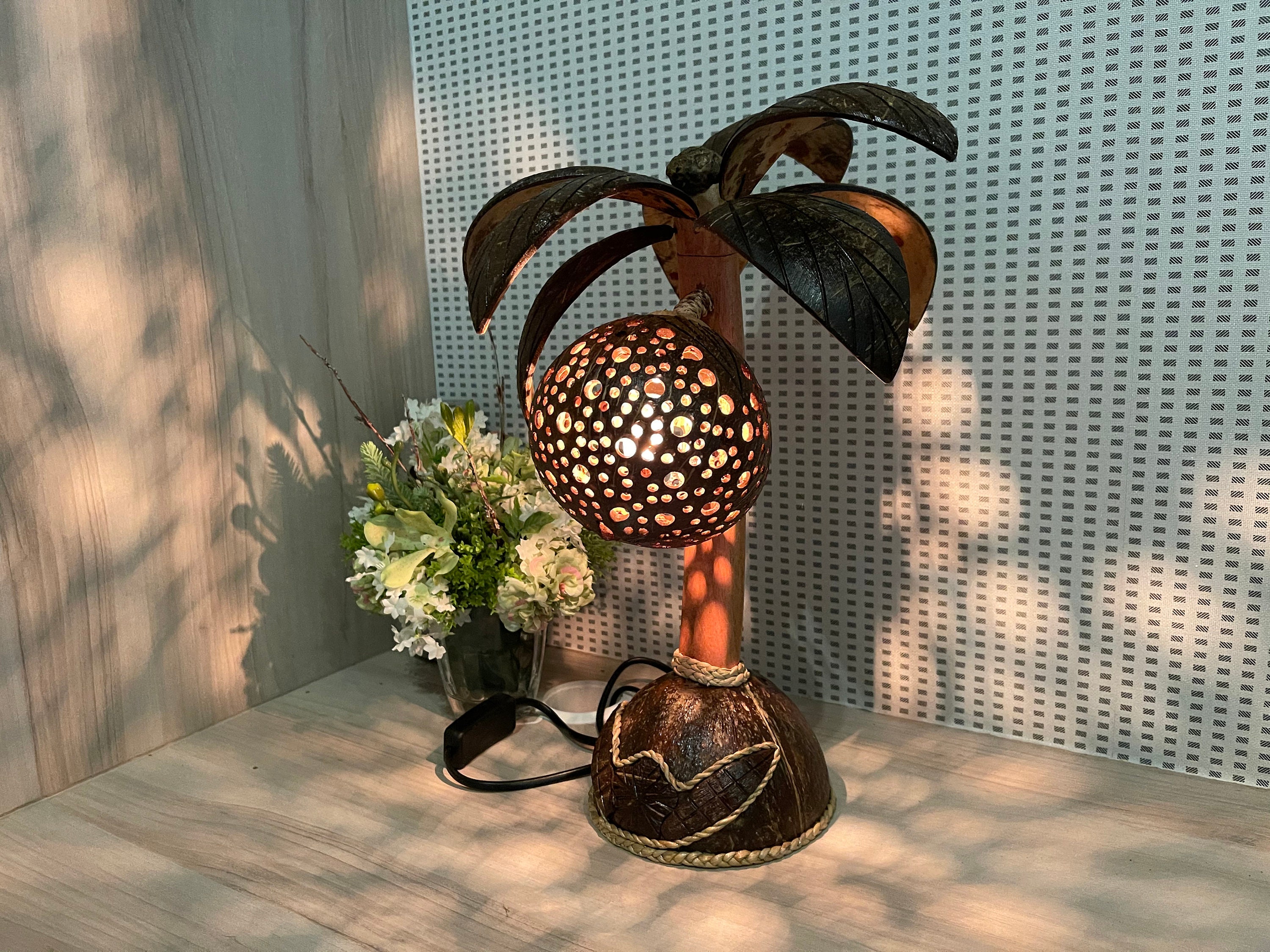 1 Ball Coconut Lamp Coconut Tree Shell Bedroom Lamp Tree Table | Etsy