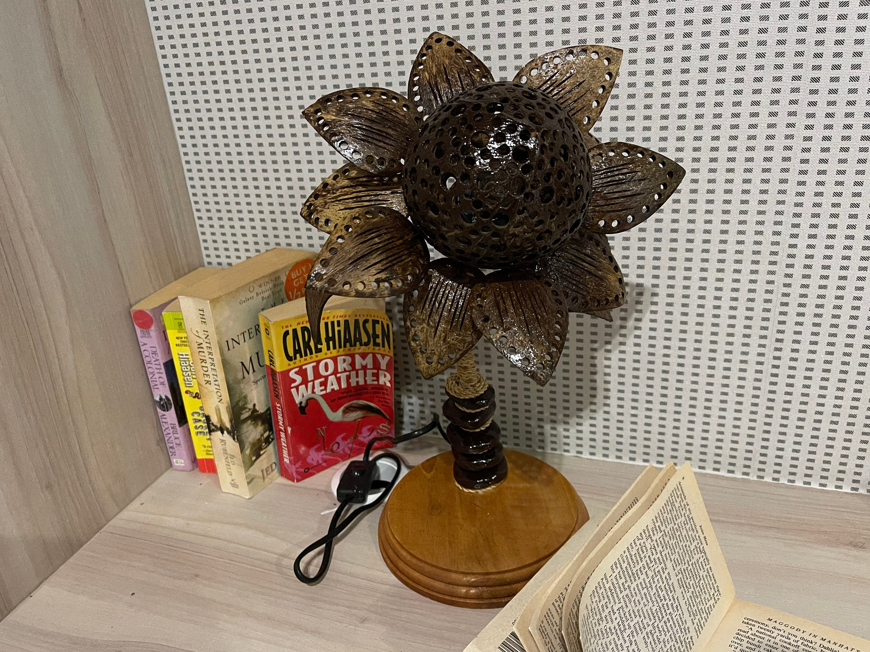 Sunflower Coconut Lamp Coconut Tree Shell Bedroom Lamp Tree Table Light ...