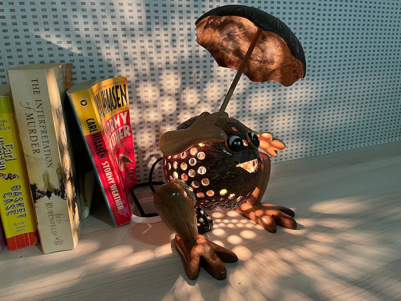 Frog Lamp Coconut Shell Bedroom Lamp Table Floor Light Coconut Wooden ...