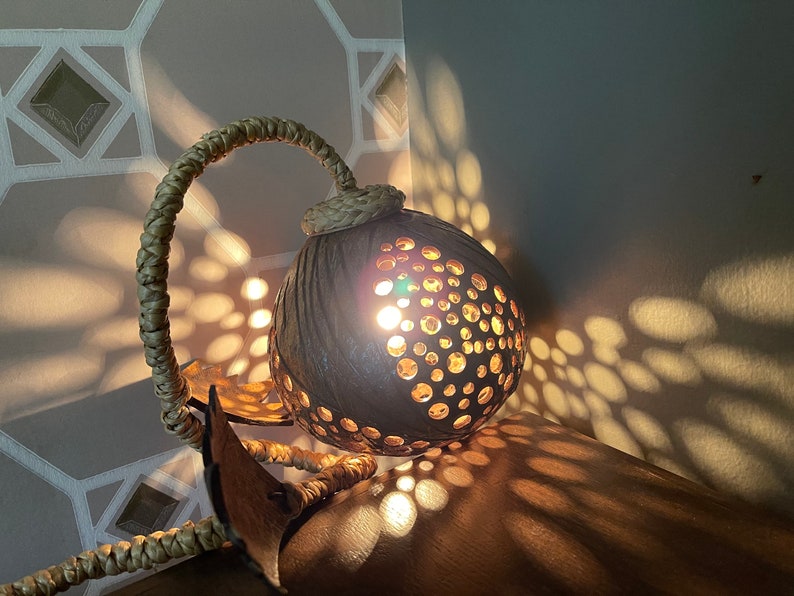 Hanging Ball Wooden Hanging Lamp Made of Coconut Shell Bedroom Lamp ...