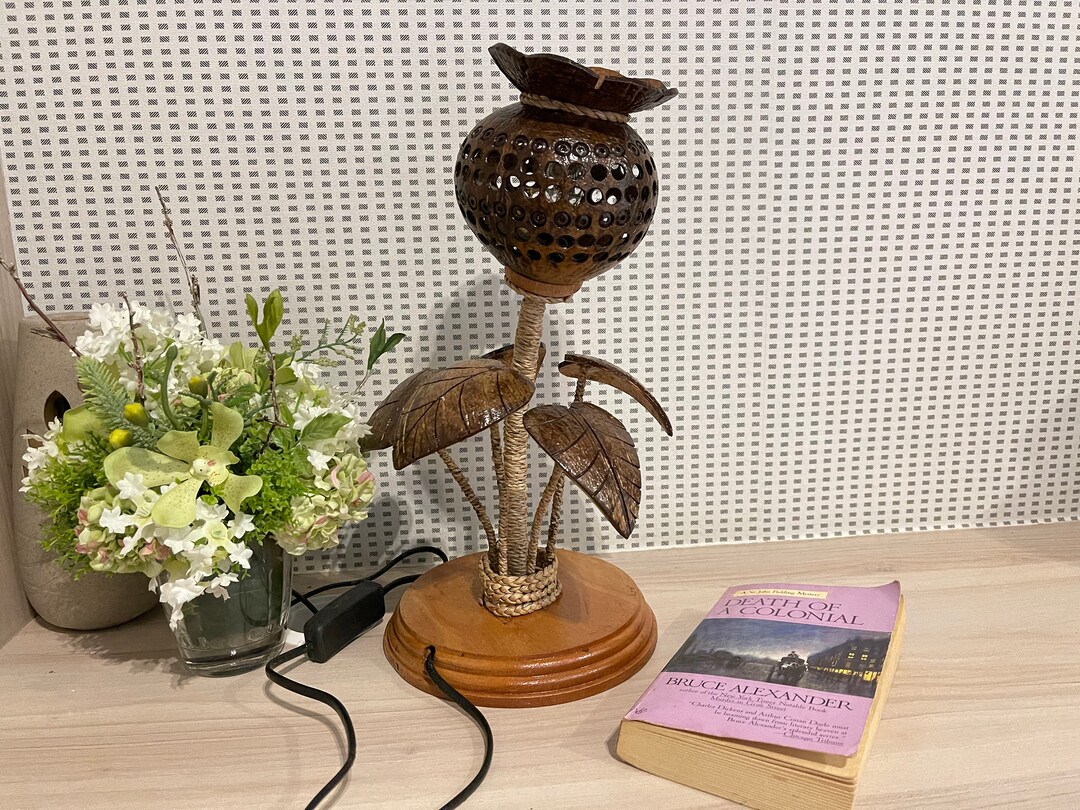 Flower Coconut Lamp Coconut Tree Shell Bedroom Lamp Tree Table Light ...