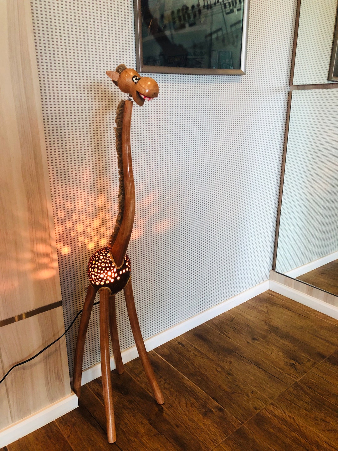 Standing Lamp Horse Giraffe Lantern Large Animal Lamp Coconut Shell ...