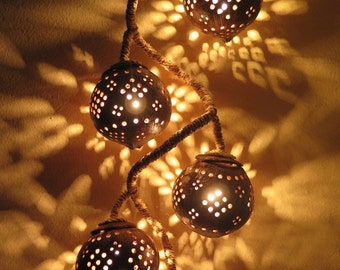 10 Balls Hanging Lamp Made of Coconut Shell Bedroom Lamp Light Coconut ...