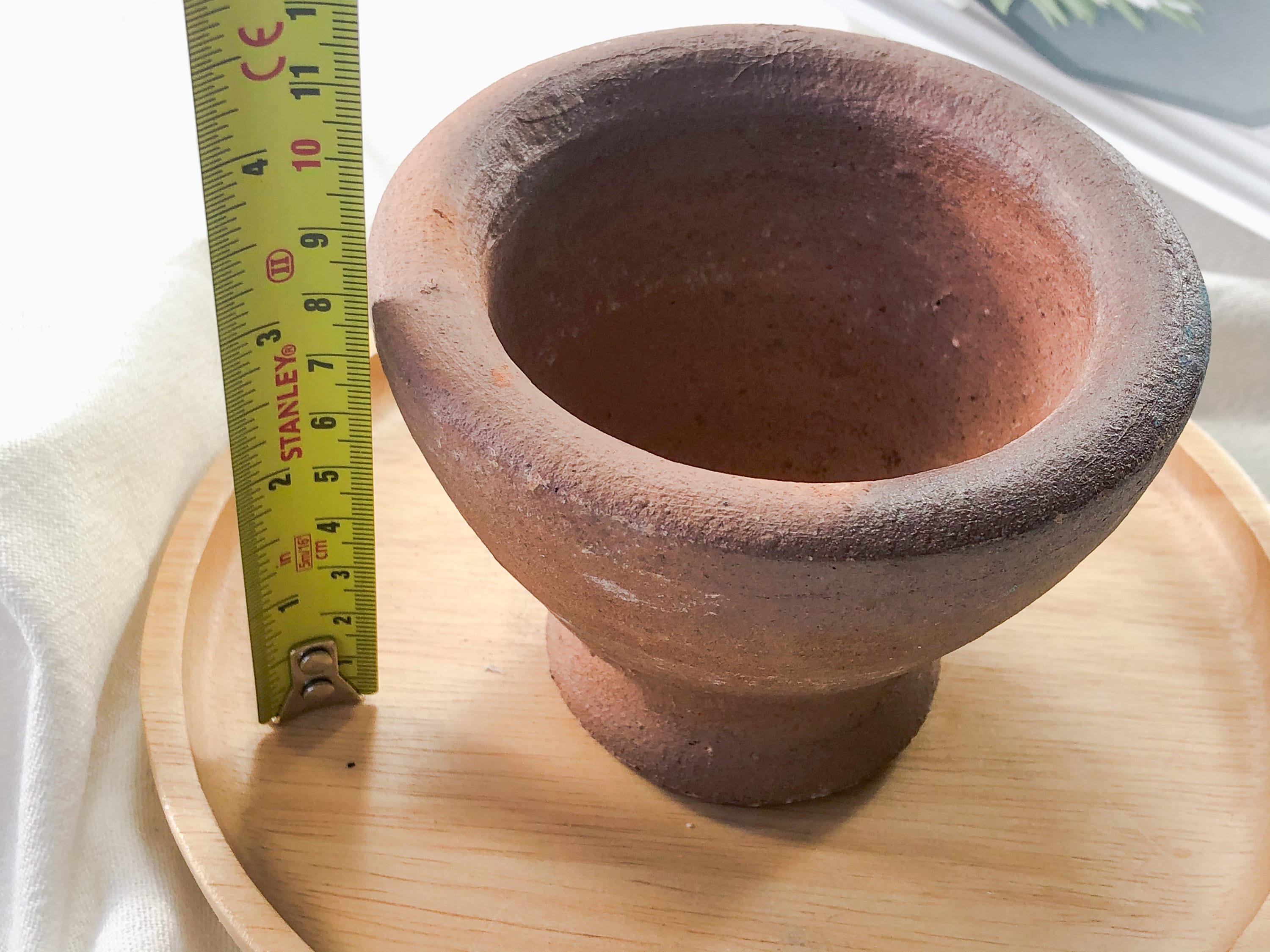 4 Inches Mortar Heavy Clay Wooden Pestle Hand Mixer Masher Grinder ...
