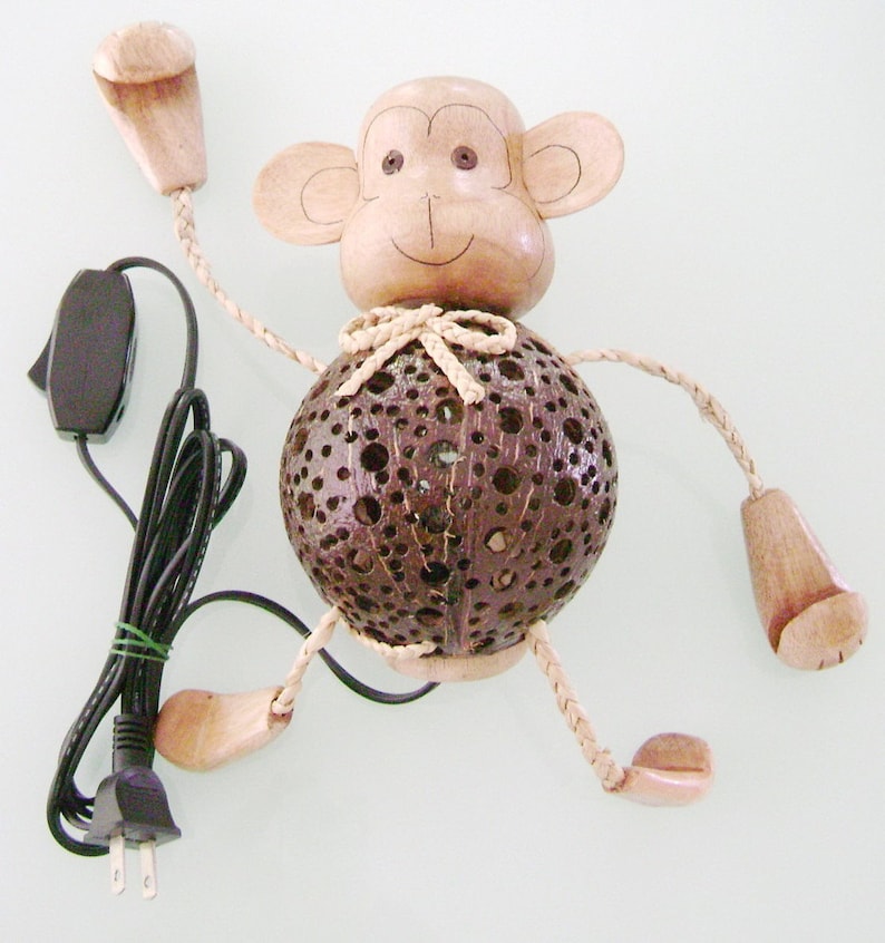 Monkey Lamp Coconut Shell Bedroom Lamp Table Floor Light - Etsy