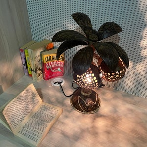 2 Balls Coconut Lamp Coconut Tree Shell Bedroom Lamp Tree Table Light ...