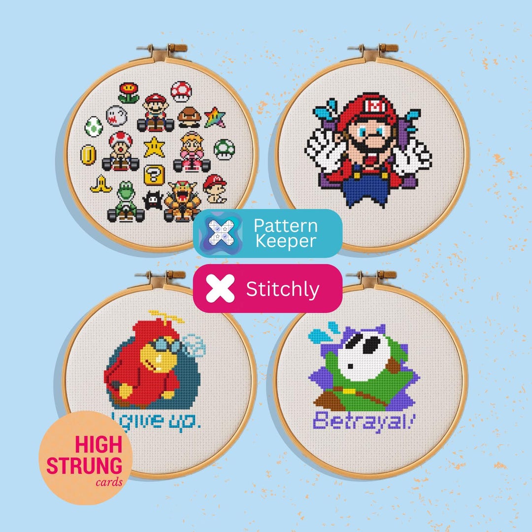 Mario Kart Cross Stitch Pattern | 4-pack Nintendo Designs (digital ...