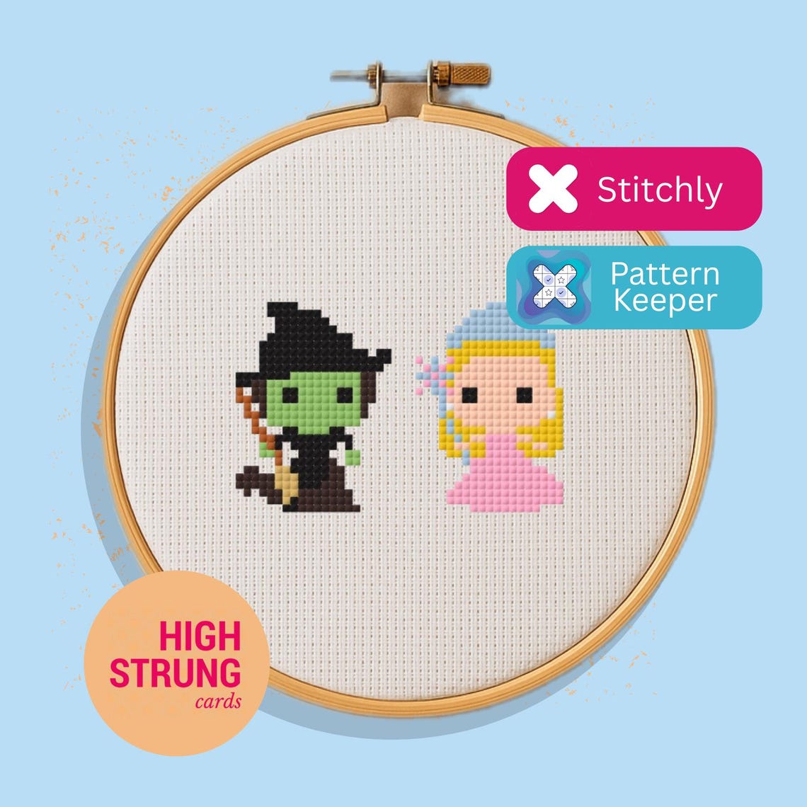 Wicked Mini Elphaba and Glinda Cross Stitch Pattern PDF | Digital ...