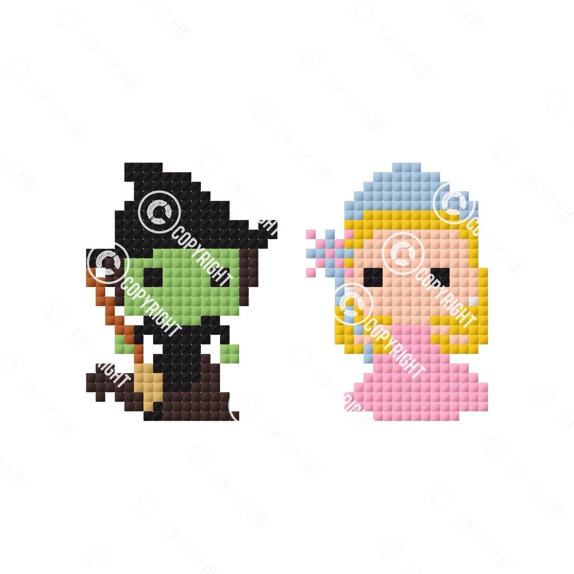 Wicked Mini Elphaba and Glinda Cross Stitch Pattern PDF | Digital ...
