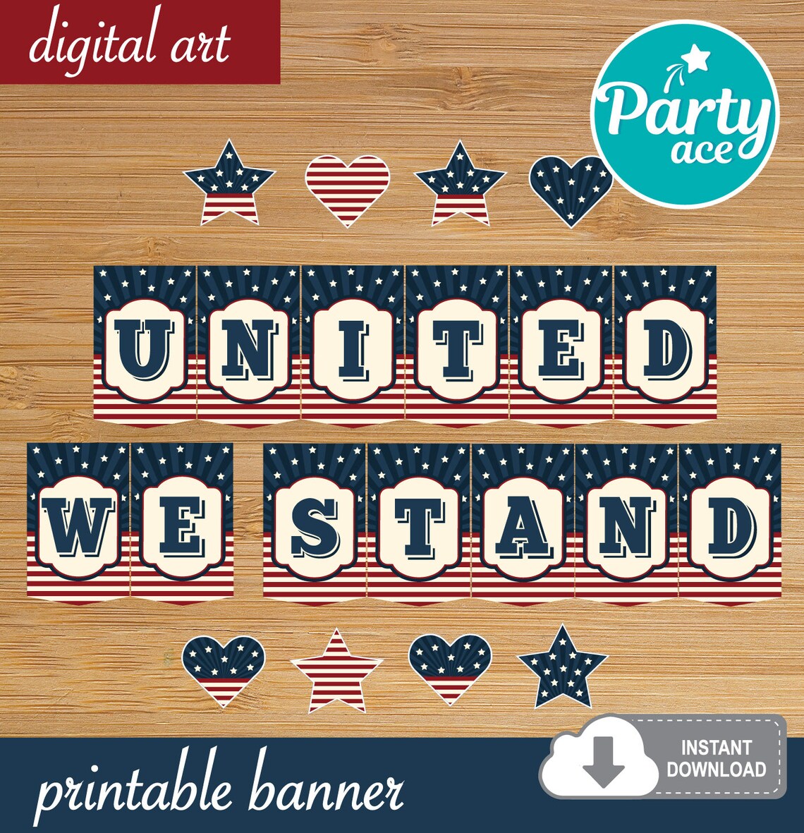 United We Stand 4th of July Printable Vintage Style Banner - Etsy