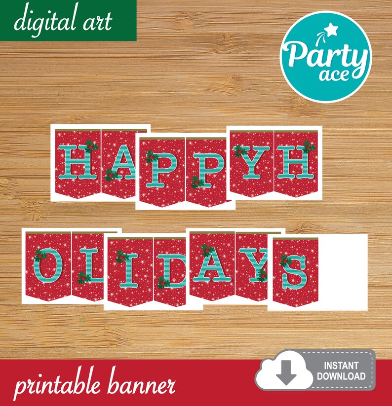 Happy Holidays Printable Merry Christmas Banner Decoration - Etsy Canada