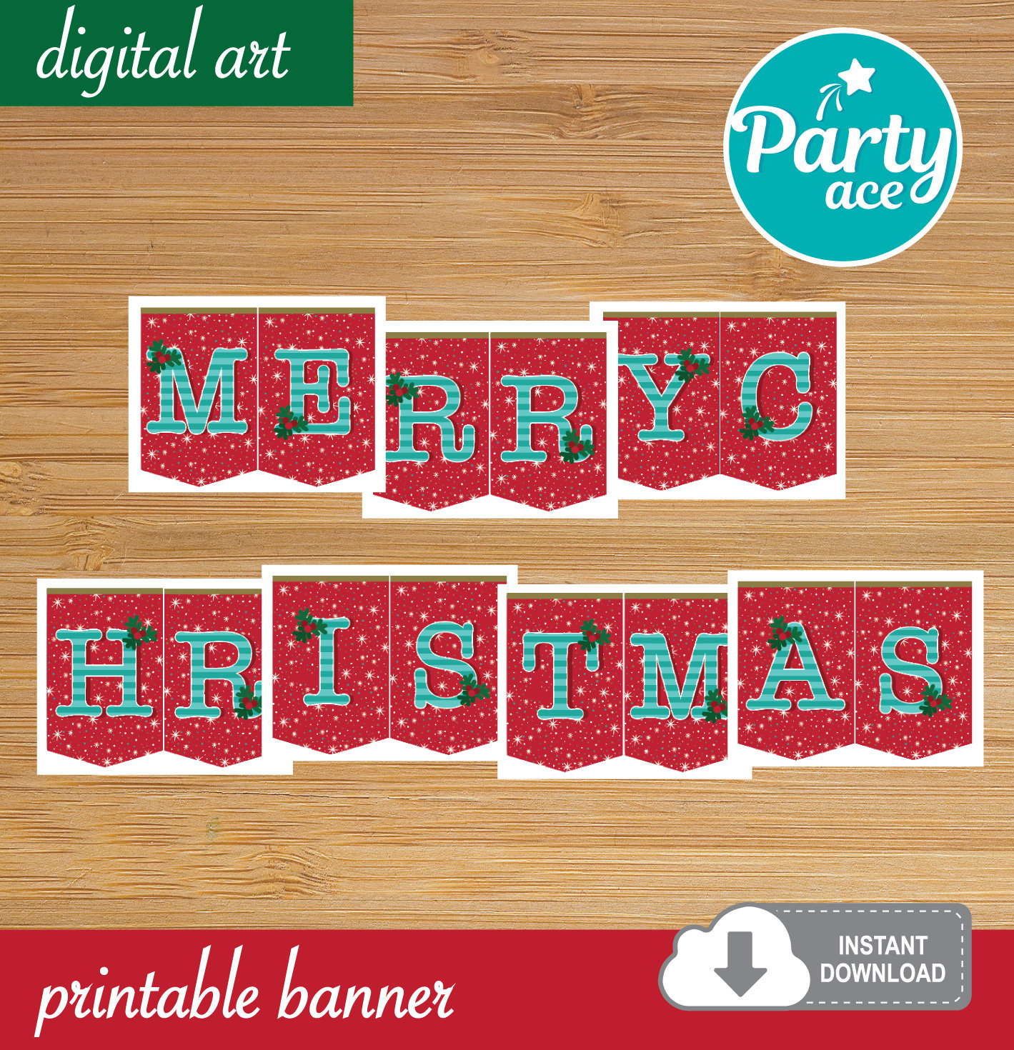 Merry Christmas Banderines para imprimir y decorar en Navidad - Etsy México