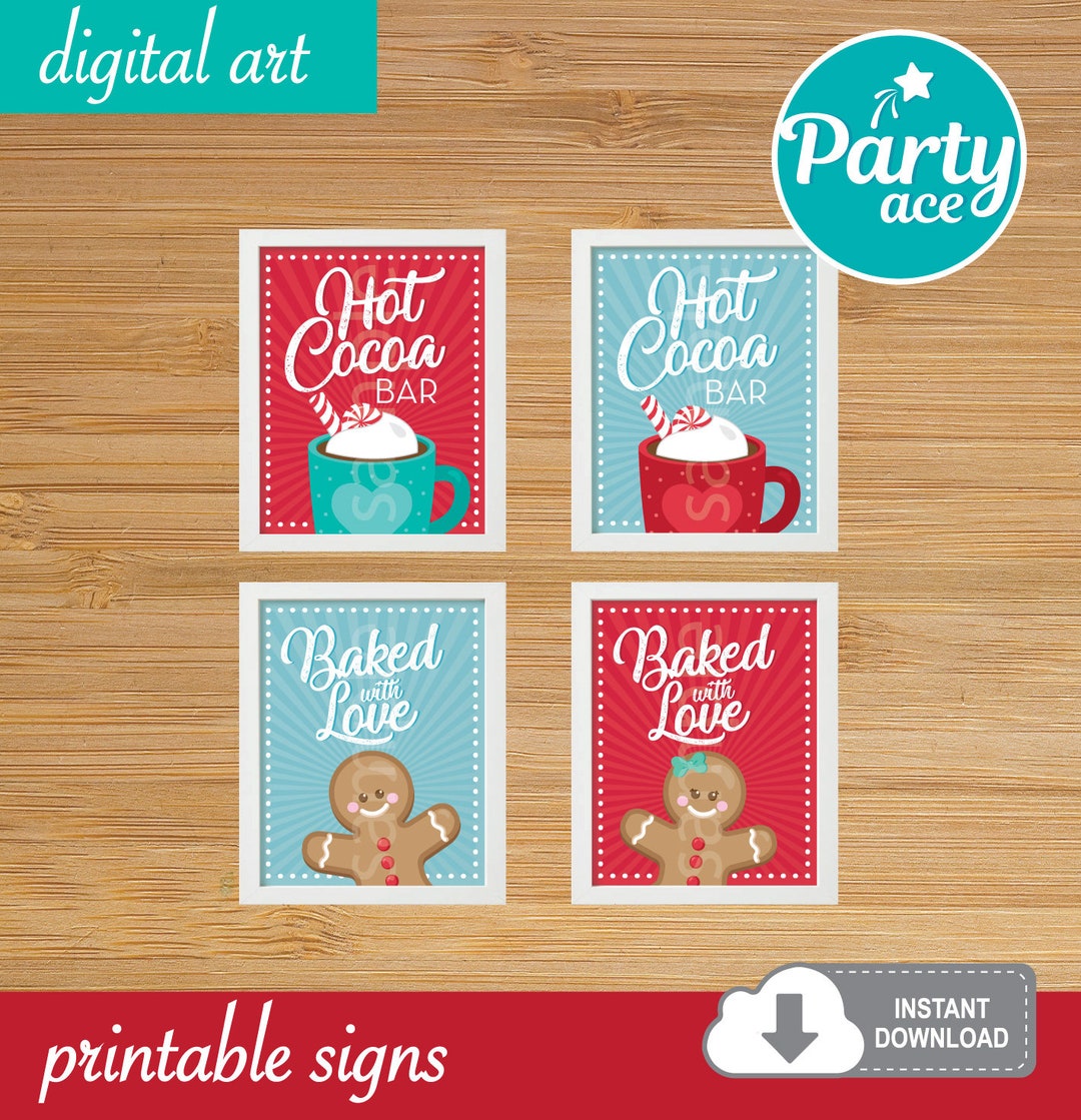 Hot Cocoa and Gingerbread Cookies Printable Signs for Christmas and ...