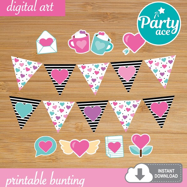 Valentine Bunting - Etsy