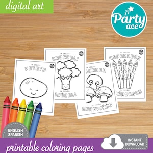 Vegetables Coloring Printable Pages for Kids in English and Spanish for ...