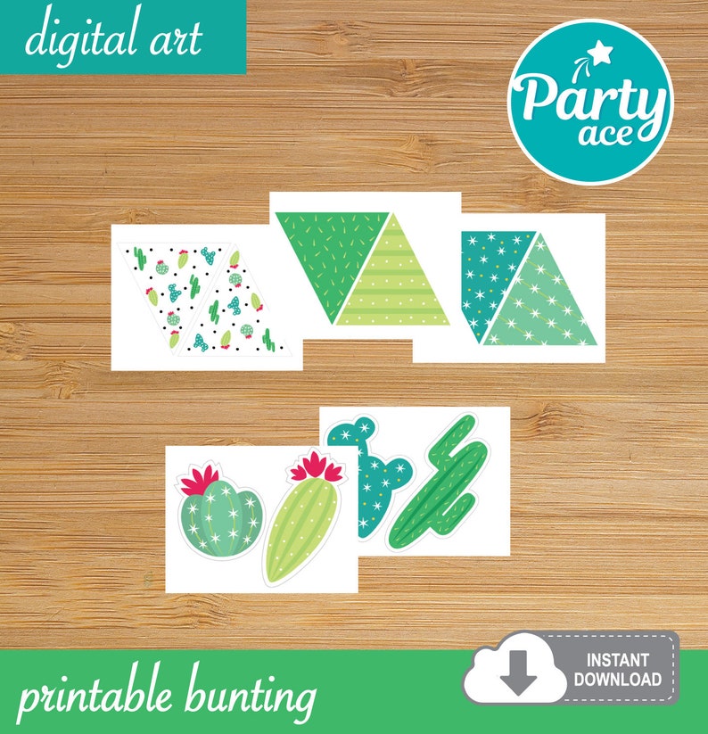 Cactus Printable Banner Bunting Garland Cutouts for a Picnic - Etsy