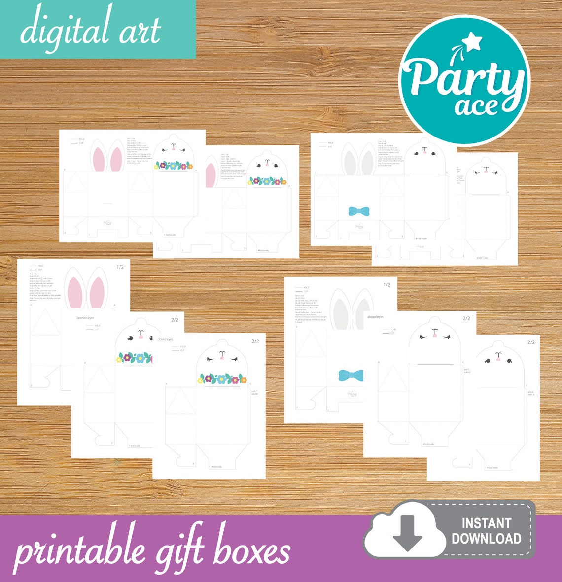 Easter Bunny Boxes for Egg Hunt Candies Favors or Gifts Box - Etsy