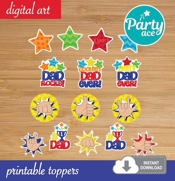 Happy Father's Day Toppers Printable Best Dad Ever - Etsy